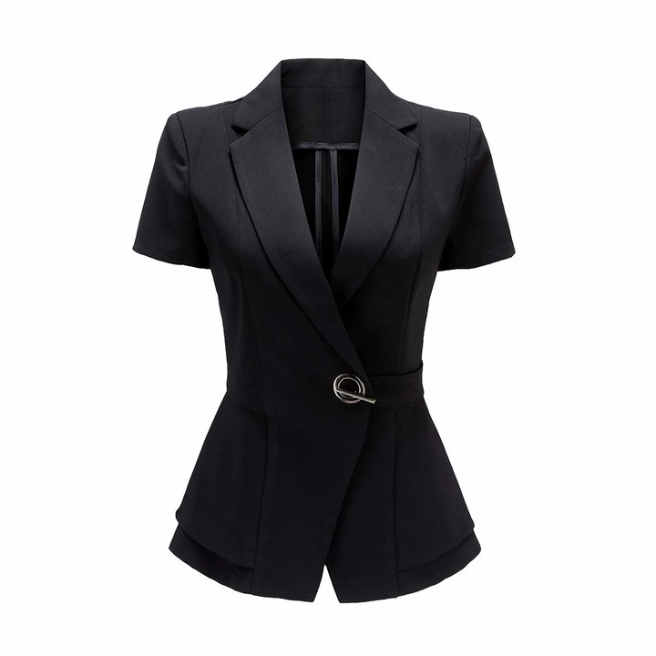 YYNUDA Women Short Sleeve Blazer Chic Smart Casual Formal Blazer Jacket ...