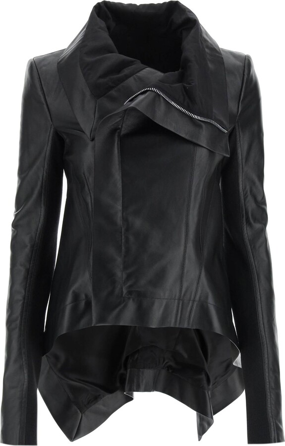 Rick Owens Asymmetric Leather Jacket - ShopStyle