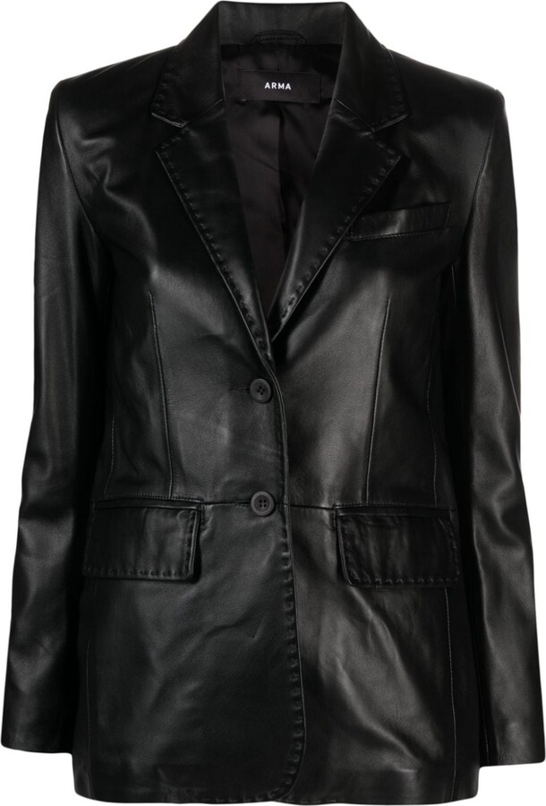Arma Brussels single-breasted leather jacket - ShopStyle