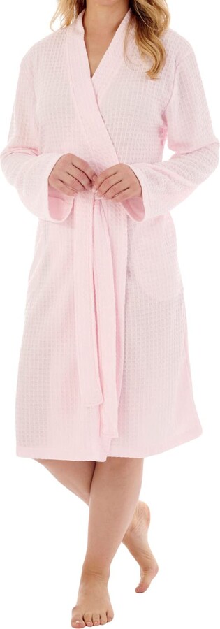 Slenderella Houndstooth Knit Dressing Gown - Pink L Pink - ShopStyle Robes