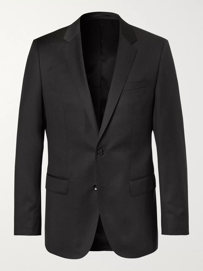 HUGO BOSS Grey Hayes Slim-Fit Super 120s Virgin Wool Suit Jacket ...