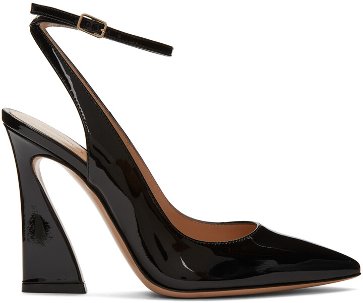 Gianvito Rossi Black Open Back Curved Heels - ShopStyle Pumps
