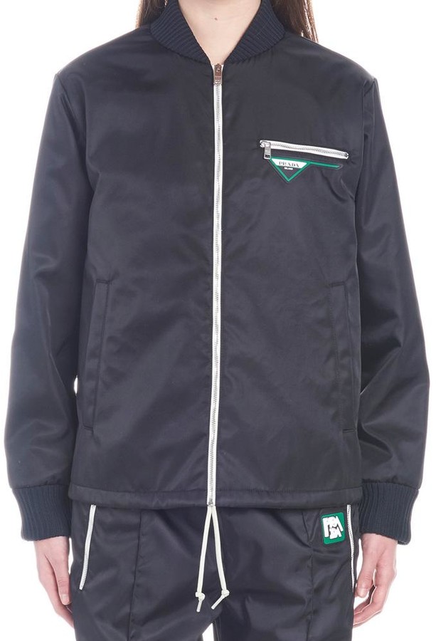 Prada Logo Zip-Front Bomber Jacket - ShopStyle