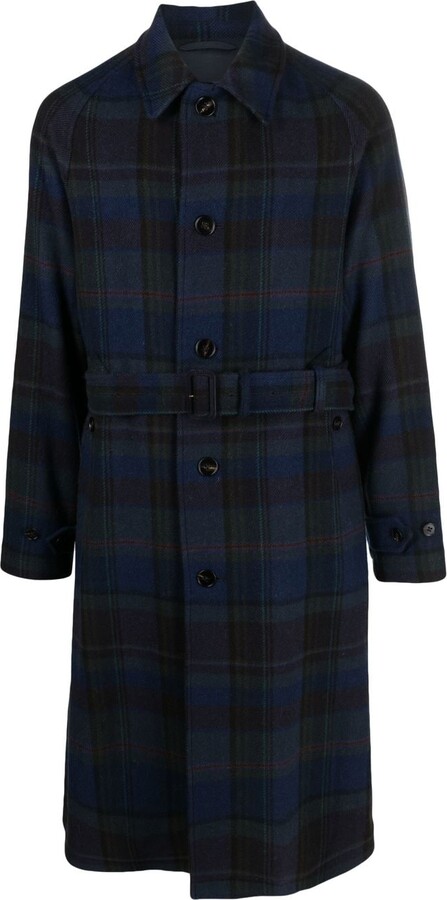 Ralph Lauren Purple Label Plaid-Check Wool Coat - ShopStyle