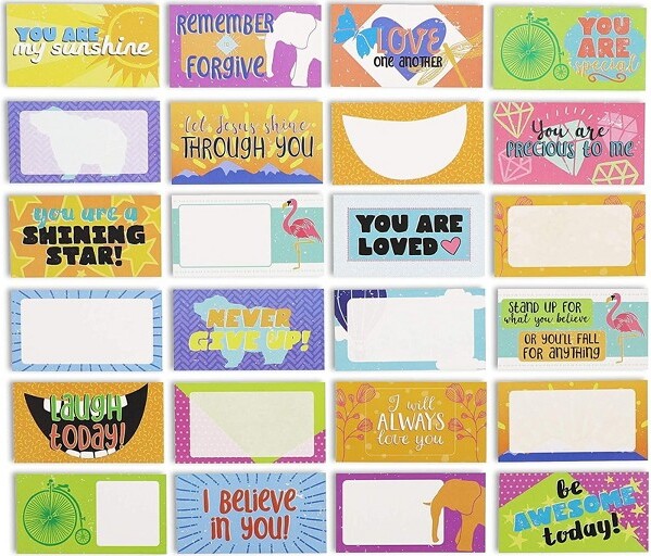 Juvale 60 Pack Kids Inspirational Religious Lunch Box Note Cards with ...