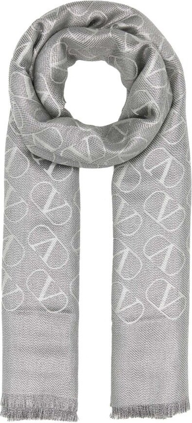 Valentino VLogo Signature Metallic Frayed Edge Scarf - ShopStyle ...
