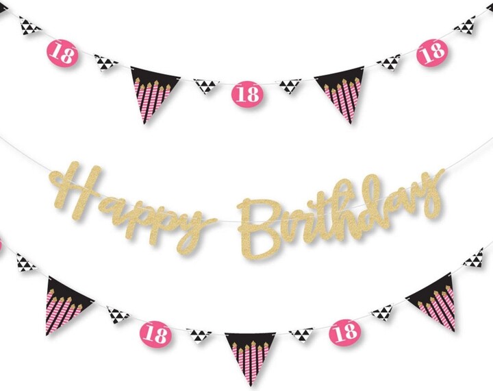 Big Dot Of Happiness Chic 18th Birthday - Pink - Letter Banner Decor ...