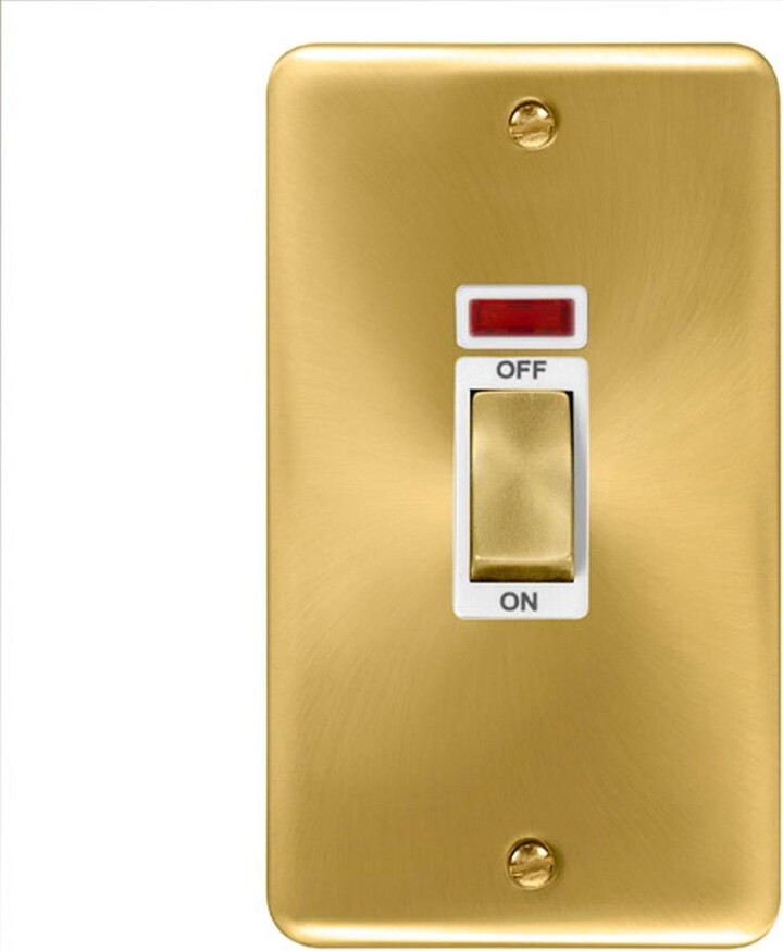 SE Home Curved Satin Brass 2 Gang Ingot Size 45A Switch With Neon ...