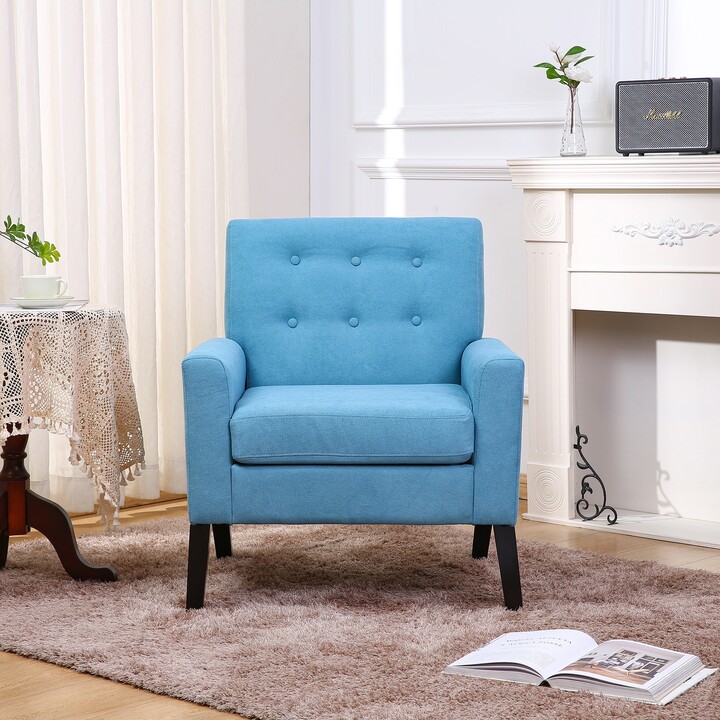 RASOO Fabric Single Person Sofa Chair, Metal Legs, Soft Armrests ...