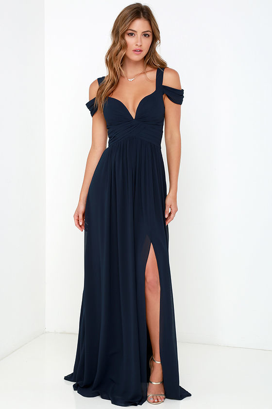 Lulus Bariano Ocean of Elegance Navy Blue Maxi Dress - ShopStyle