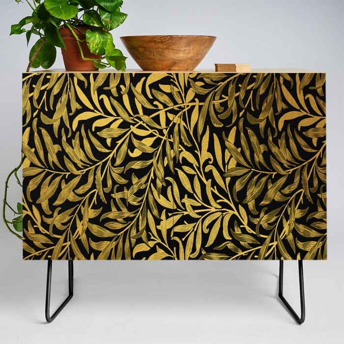 Society6 William Morris Black And Gold Leaves Pattern Vintage Botanical ...