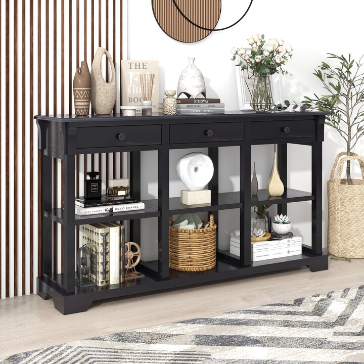 Aoolive Retro Cabinet Table Hall Sideboard Display Cabinet with Open ...