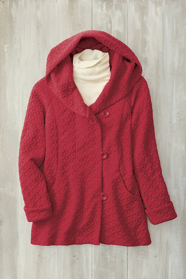 Coldwater Creek Women's First Frost Textured Knit Coat - Dover Red - PS ...