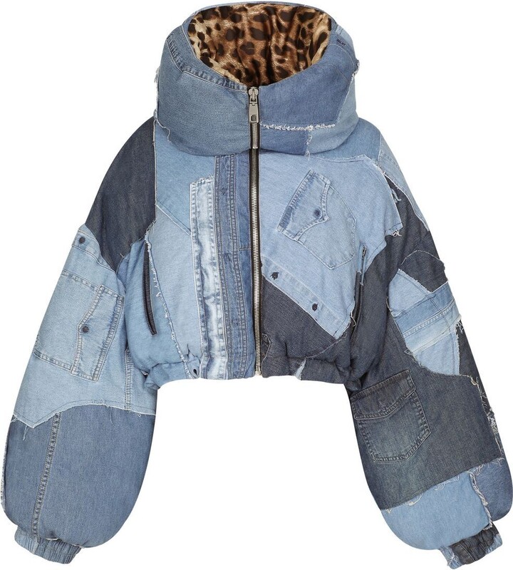 Dolce & Gabbana Denim-Patchwork Puffer Jacket - ShopStyle