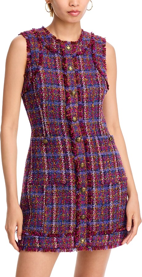 Aqua Sleeveless Tweed Mini Dress - Exclusive - ShopStyle