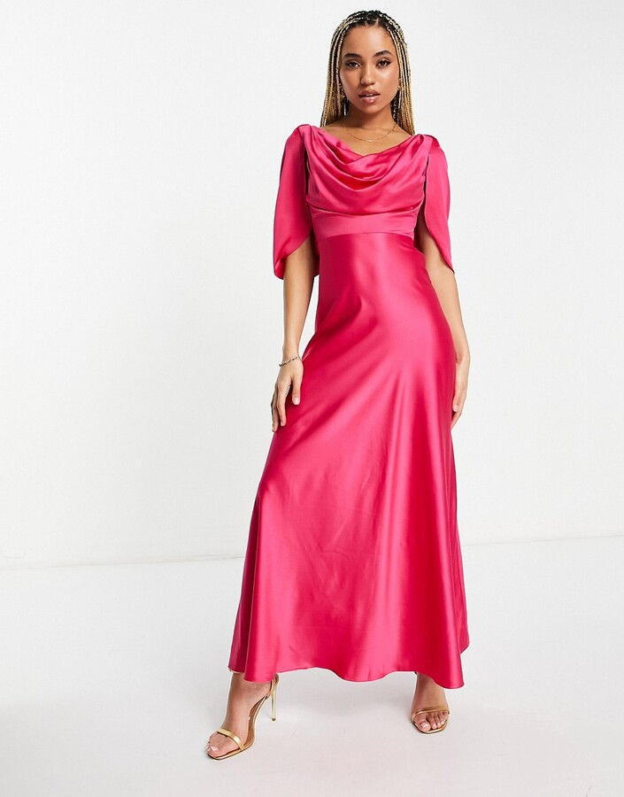 Yaura cowl drape column maxi dress in pink - ShopStyle Bridal
