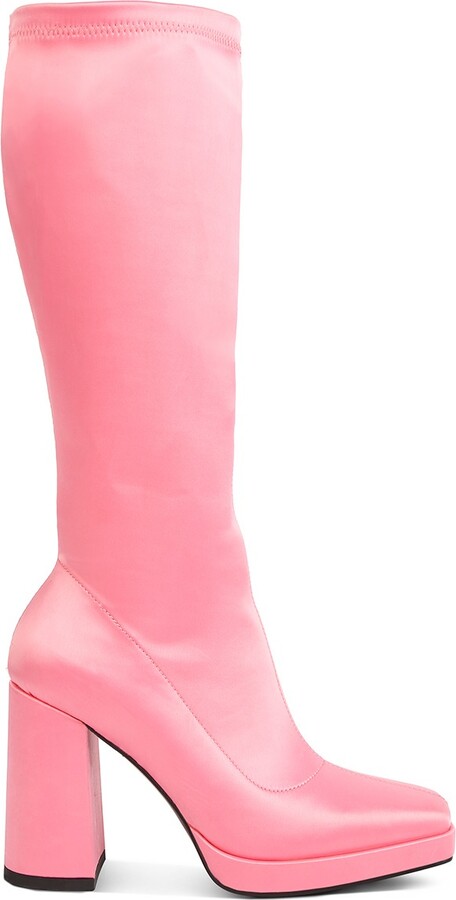 Rag & Co. - Presto Pink Stretchable Satin Long Boot - ShopStyle