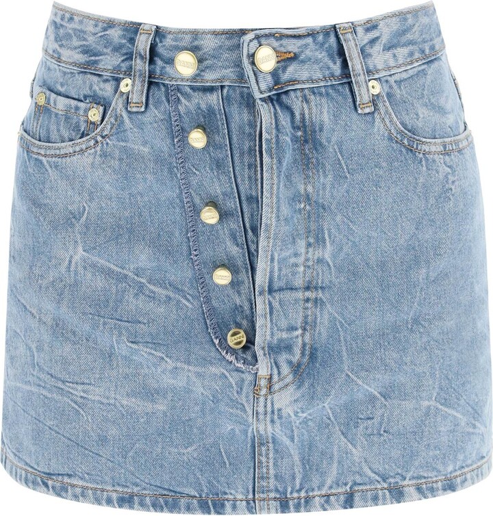 Ganni Crinkle Denim Mini Skirt - ShopStyle