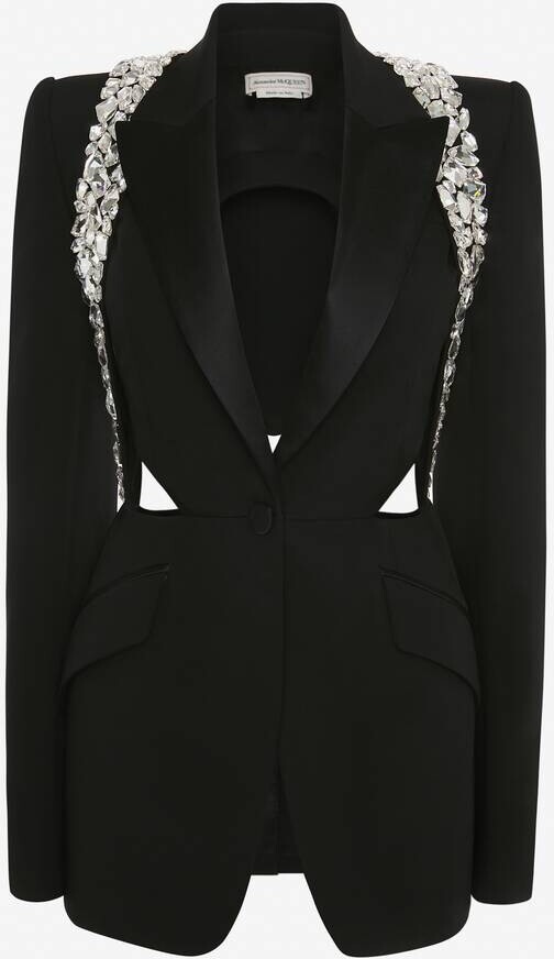 Alexander McQueen Women's Slashed Crystal Shard Harness Jacket In Black ...