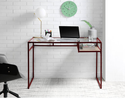 Hokku Designs Yasin Glass Top & Red Finish Writing Desk - ShopStyle