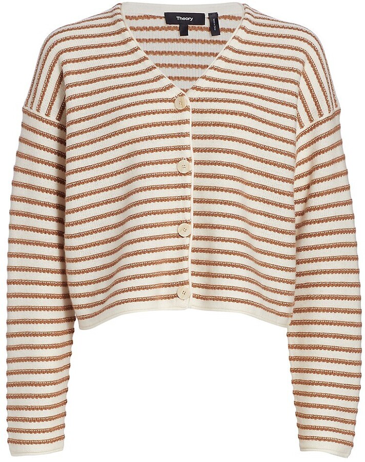 Theory Striped Boxy Cardigan - ShopStyle
