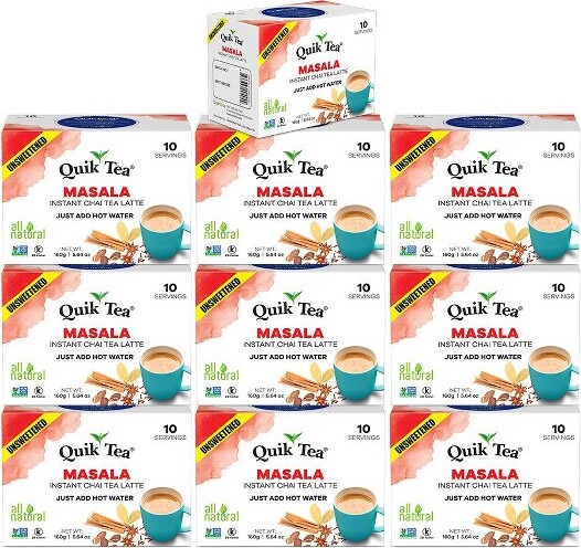 Quik Tea QuikTea Unsweetened Masala Chai Tea Latte - 100 Count (10 ...