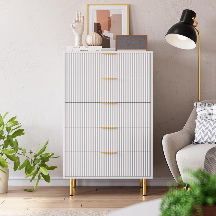 GAOMON White 5 Drawer Dresser for Bedroom - ShopStyle