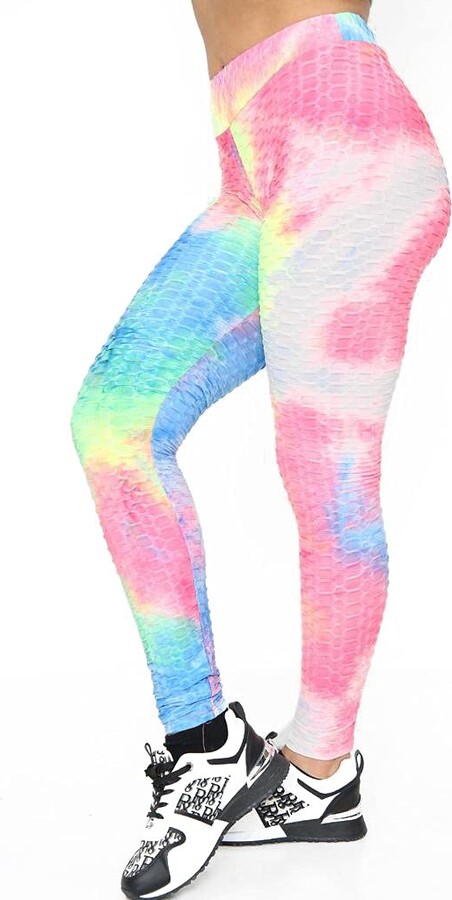 Star Fashion Women Honeycomb Waffle Leggings Anti Cellulite High Waist