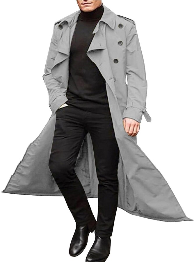 KINKOCCL Men's Formal Trench Coat Long Business Woolen Jacket Wool Long ...