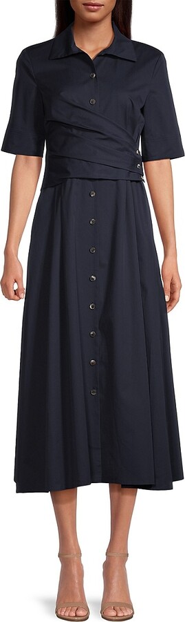 Tory Burch Poplin Wrap Midi-Shirtdress - ShopStyle Day Dresses