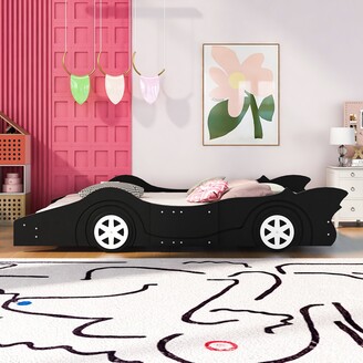 GREATPLANINC Full Size Race Car-Shaped Platform Bed Creativity Kids Bed ...