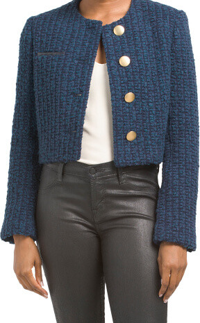 TJMAXX Wool Blend Boucle Inlay Knit Jacket - ShopStyle