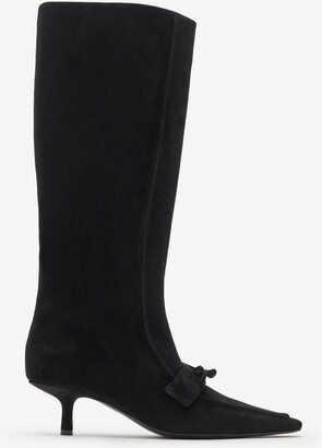 Burberry Peep-Toe Nubuck Python Ankle Boots - ShopStyle