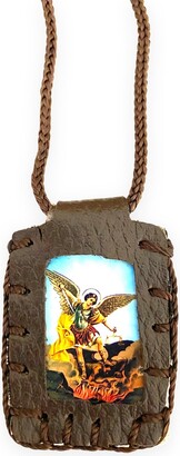 Etsy st. Michael Archangel Brown Scapular Necklace Rectangular Pendant ...