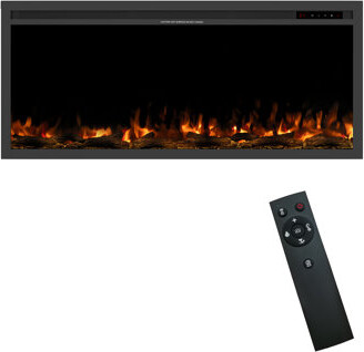 Symple Stuff 60 in. Black Electric Fireplace, Slimline Insert/Wall ...
