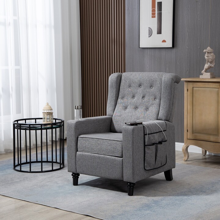 RASOO Dark Gray Tufted Wingback Recliner for Living Room - ShopStyle