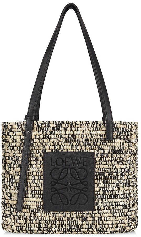 Loewe Leather-Trimmed Raffia Basket Bag - ShopStyle