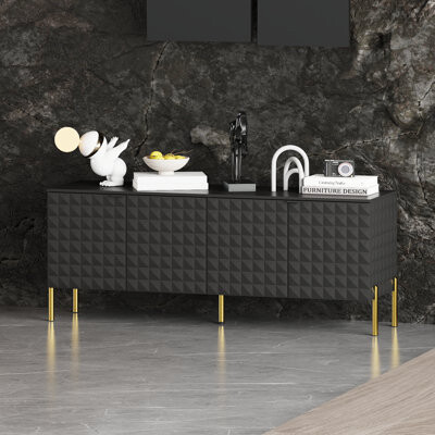 Mercer41 Luxury TV Console Cabinet With Golden Legs And Geometric ...