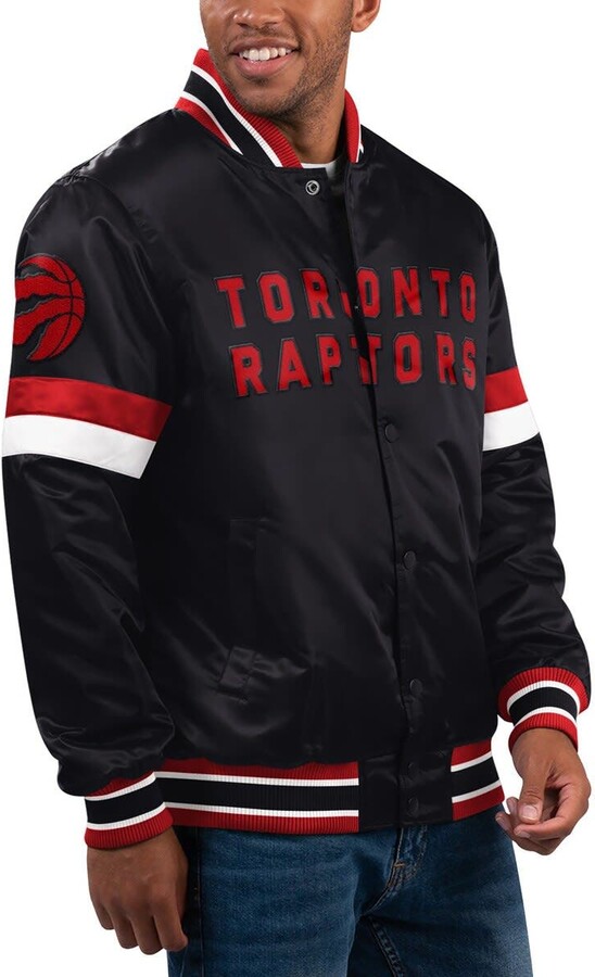 Men's Starter Black Toronto Raptors Home Game Satin Full-Snap Varsity ...