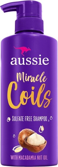 Aussie Miracle Coils Sulfate-Free Shampoo with Macadamia Nut Oil ...