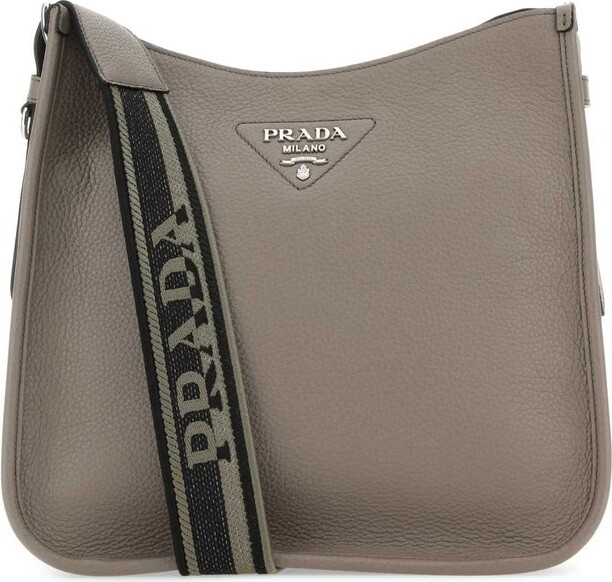 Prada Logo Plaque Zipped Shoulder Bag - ShopStyle