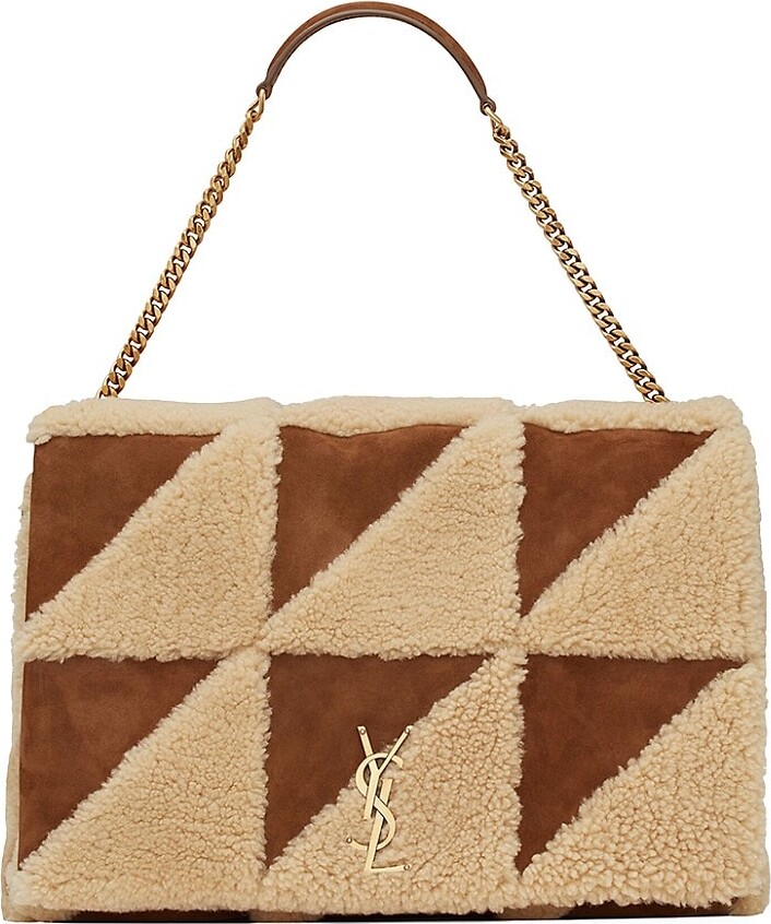 Saint Laurent Jamie Giant Chain Bag ''Carr Rive Gauche'' in Suede and Shearling Patchwork ...