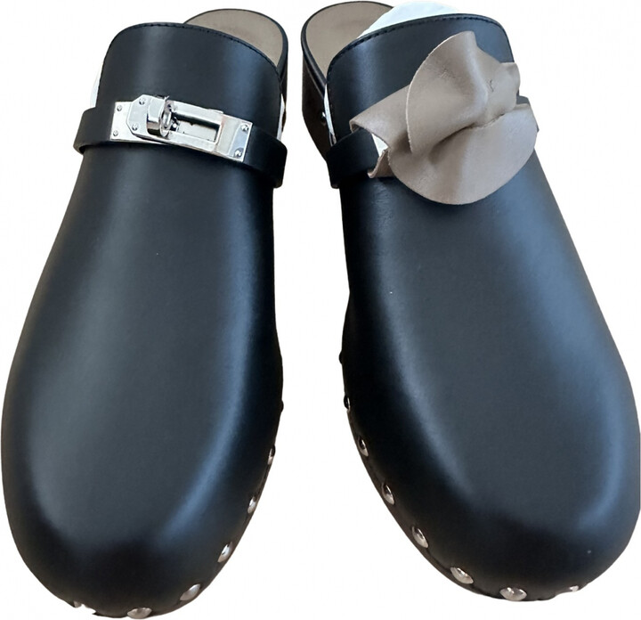 Hermes Carlotta leather mules & clogs - ShopStyle