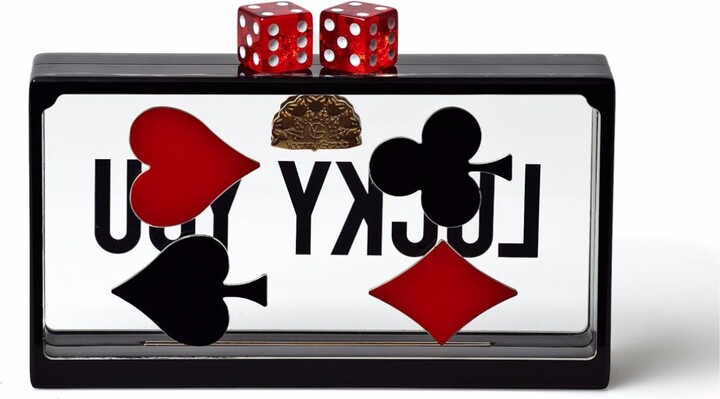 YOANNY GARCIA Women's Black Card Clutch With Red Dice Clasp - ShopStyle