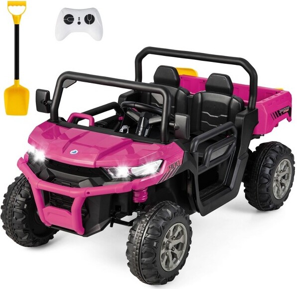 Costway 24V Ride on Dump Truck Electric 2-Seater Kids UTV w/Dump Bed ...