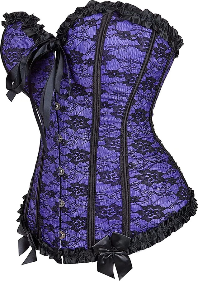 jutrisujo Purple Corset Top Plus Size Bustier Cordet Sexy Women ...