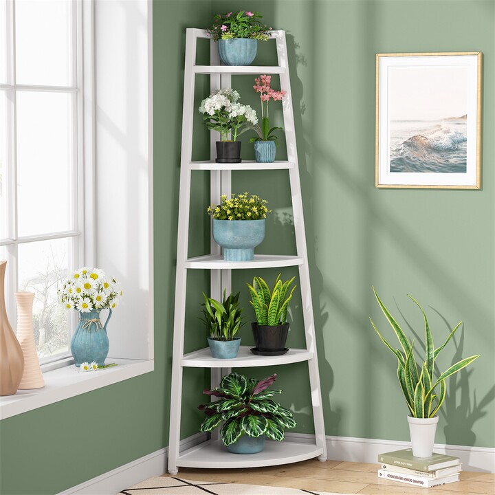 Corner Shelves Modern Corner Bookshelf, 5 Tier Tall Corner Shelf For ...