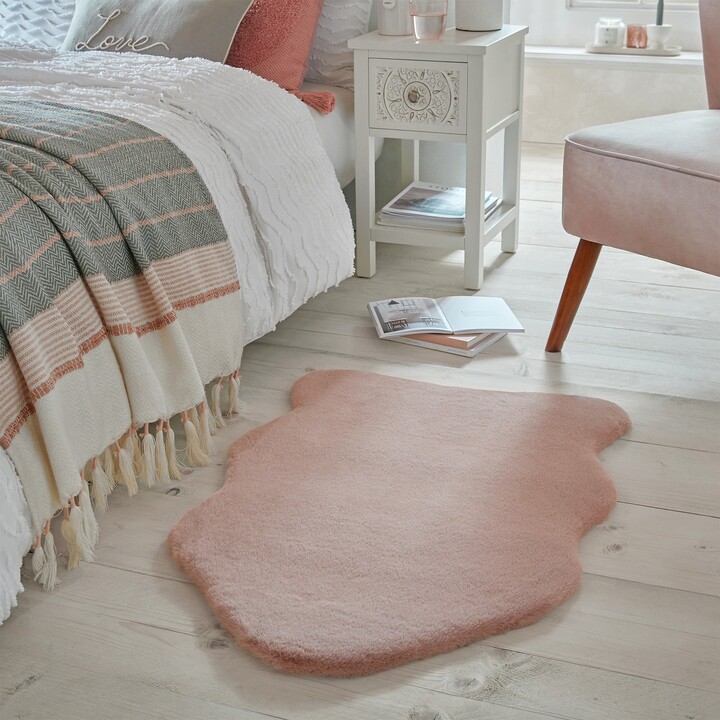 Dunelm Supersoft Faux Fur Single Pelt Rug Blush (Pink) - ShopStyle