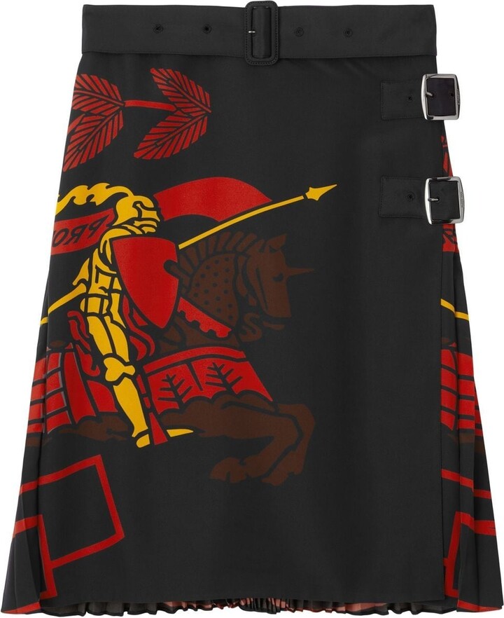 Burberry Equestrian Knight belted kilt - ShopStyle Skirts