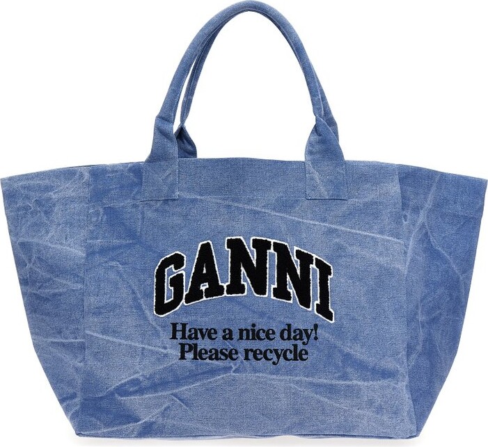Ganni Logo-Embroidered Large Tote Bag - ShopStyle
